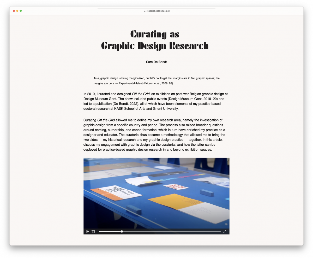 Curating as Graphic Design Research | Sara De Bondt